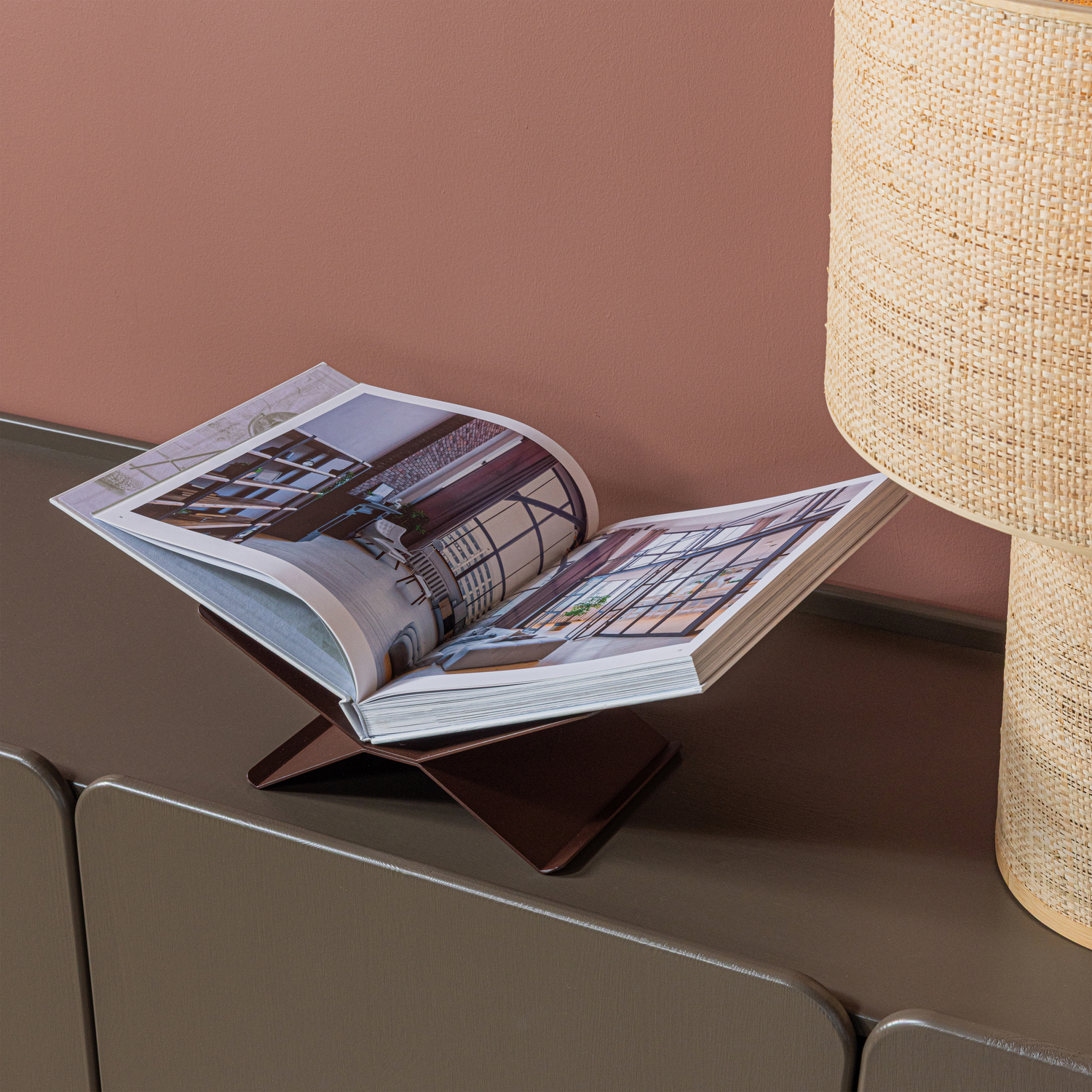 Brook book stand horizontal metal dark brown