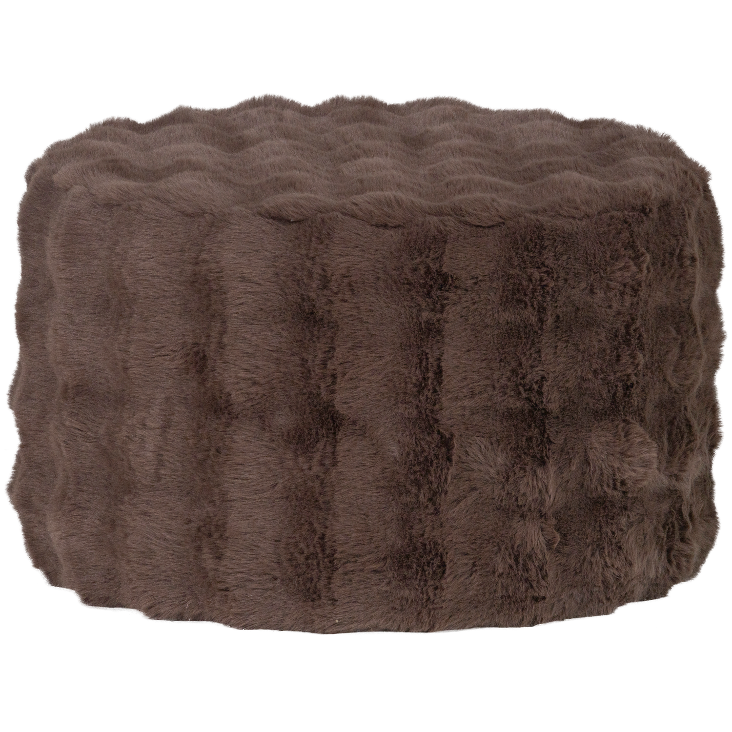 Olven pouf low fluffy fabric brown