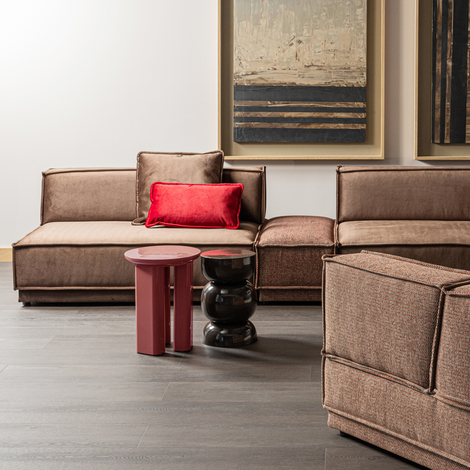 Orivo side table wood high gloss red pink