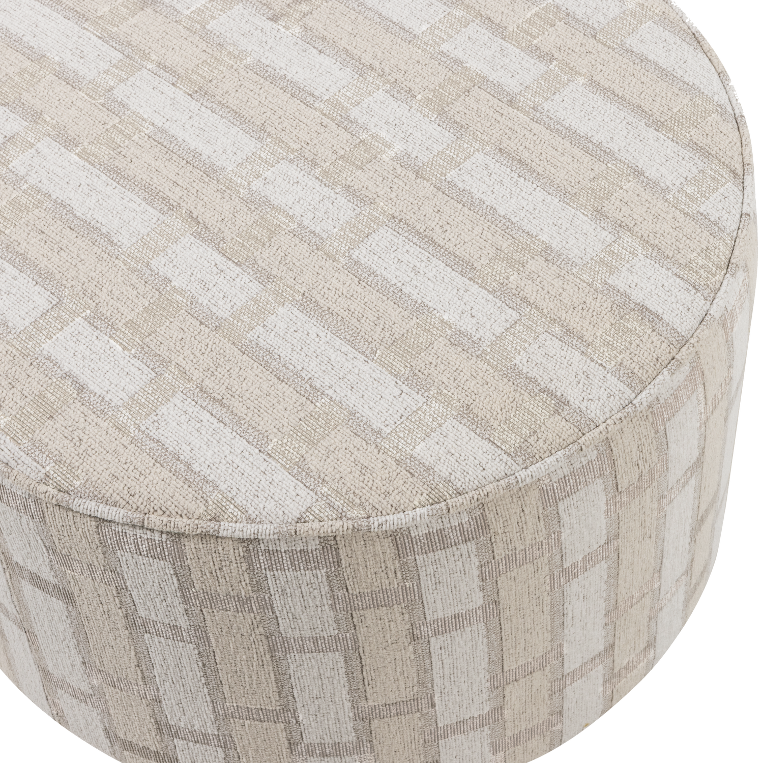 Sarli pouf low check pattern chenille natural/beige